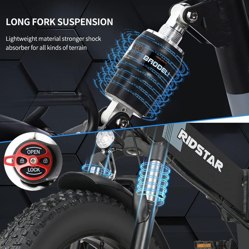 Ridstar H20 1000W Full Suspension Electric Mountain Bike