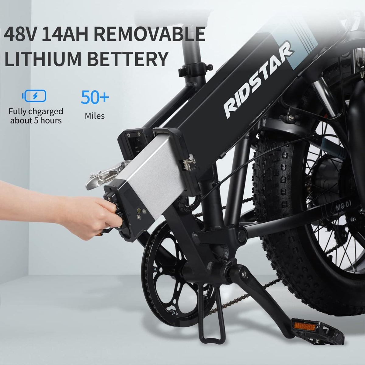 Ridstar H20 1000W Full Suspension Electric Mountain Bike