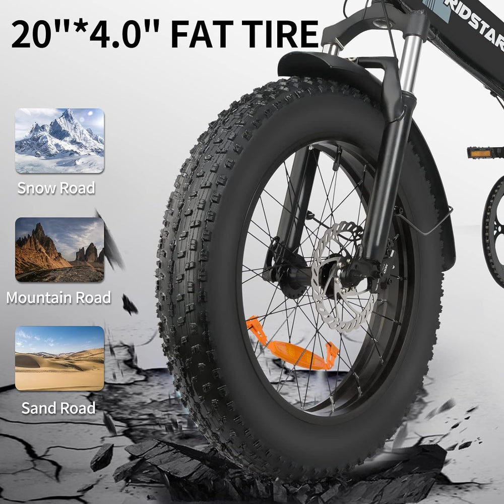 Ridstar H20 1000W Full Suspension Electric Mountain Bike