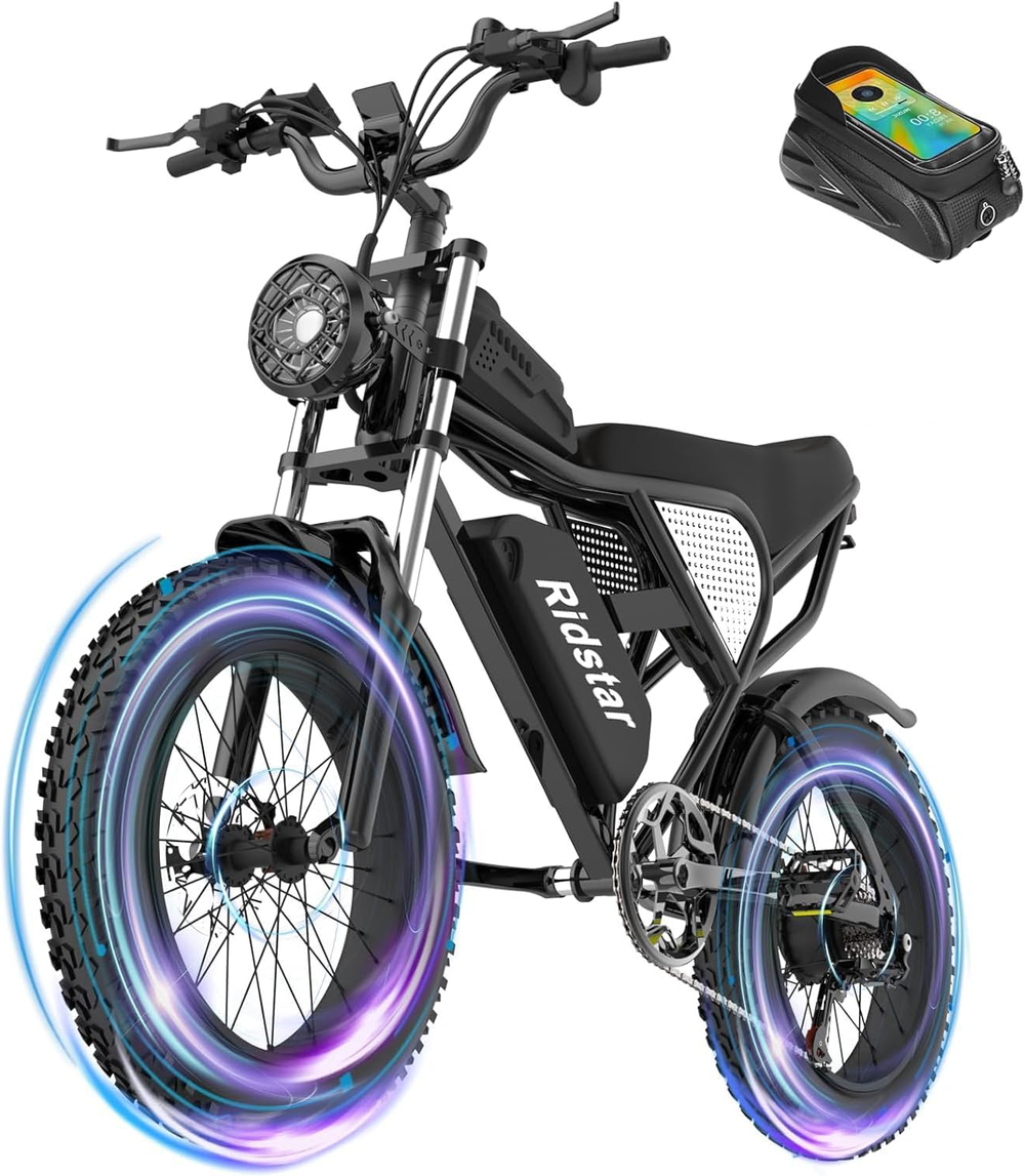 Ridstar Q20 1500W Pełne zawieszenie Środkowy napęd Grube opony Ebike